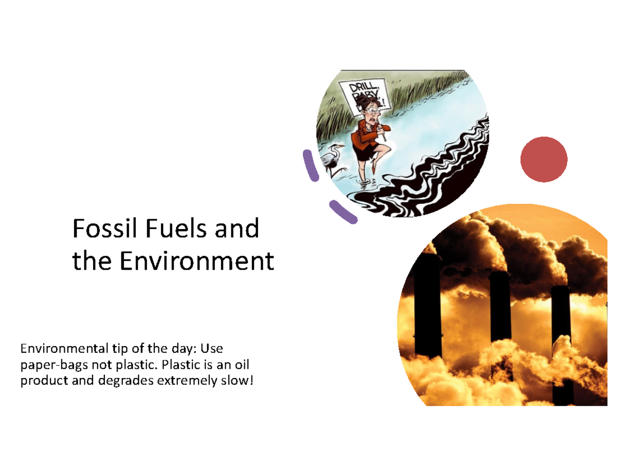 EVR1001-2022Fall-fossil fuel - Fossil Fuels and the Environment ...