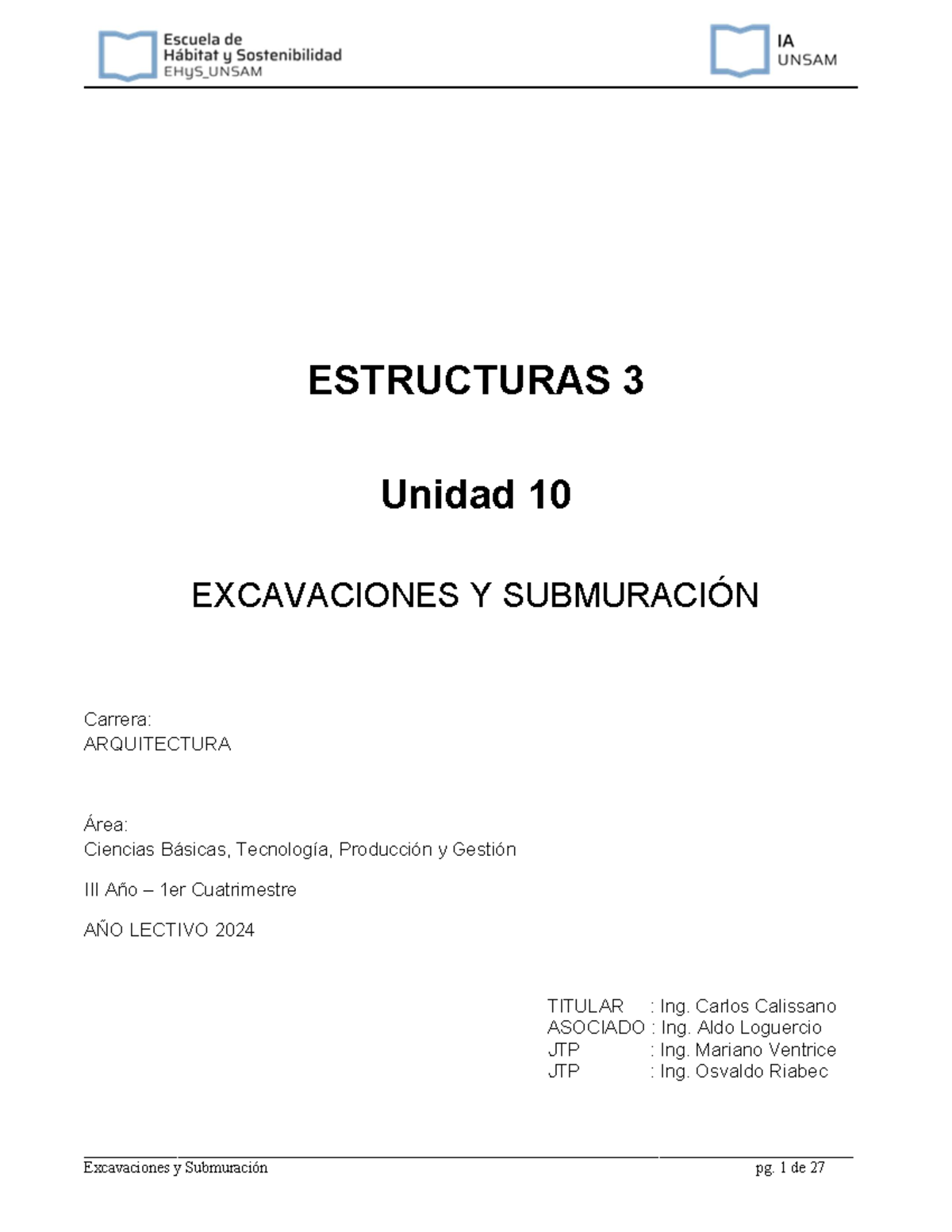 Unsam E3 - U10 Excavación y submuracion - - Studocu