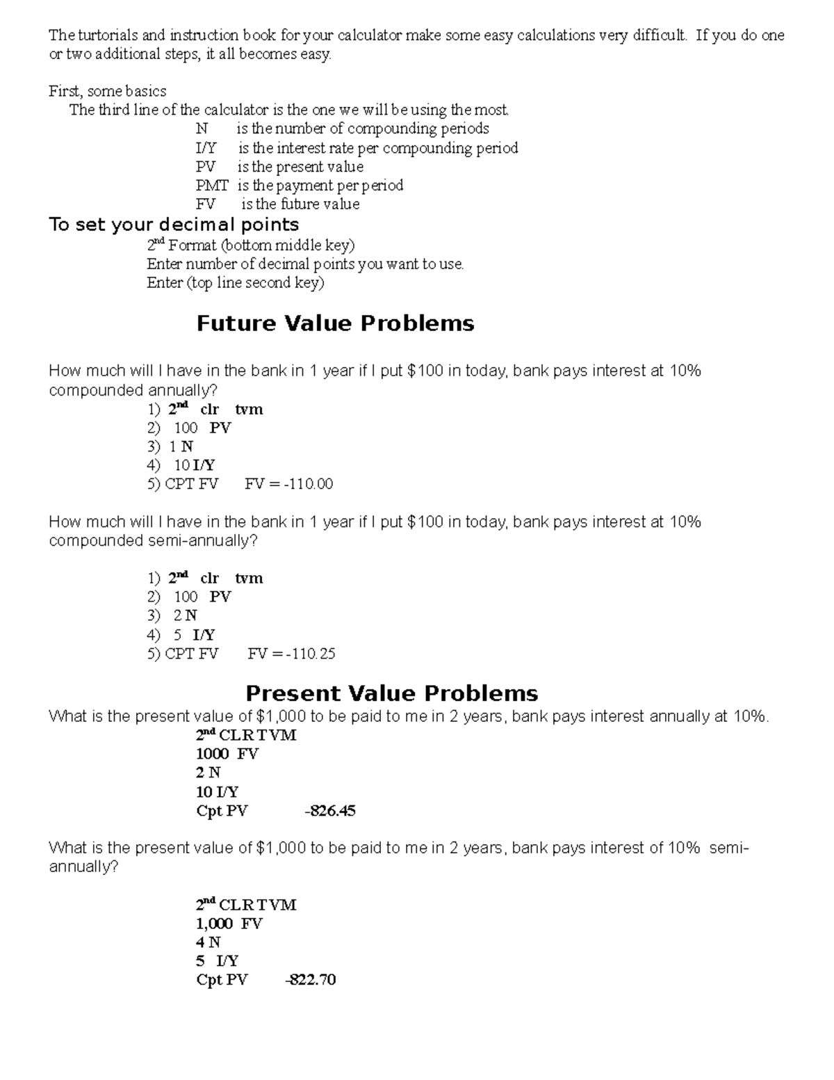 instructions for calculator based problems - The turtorials and ...