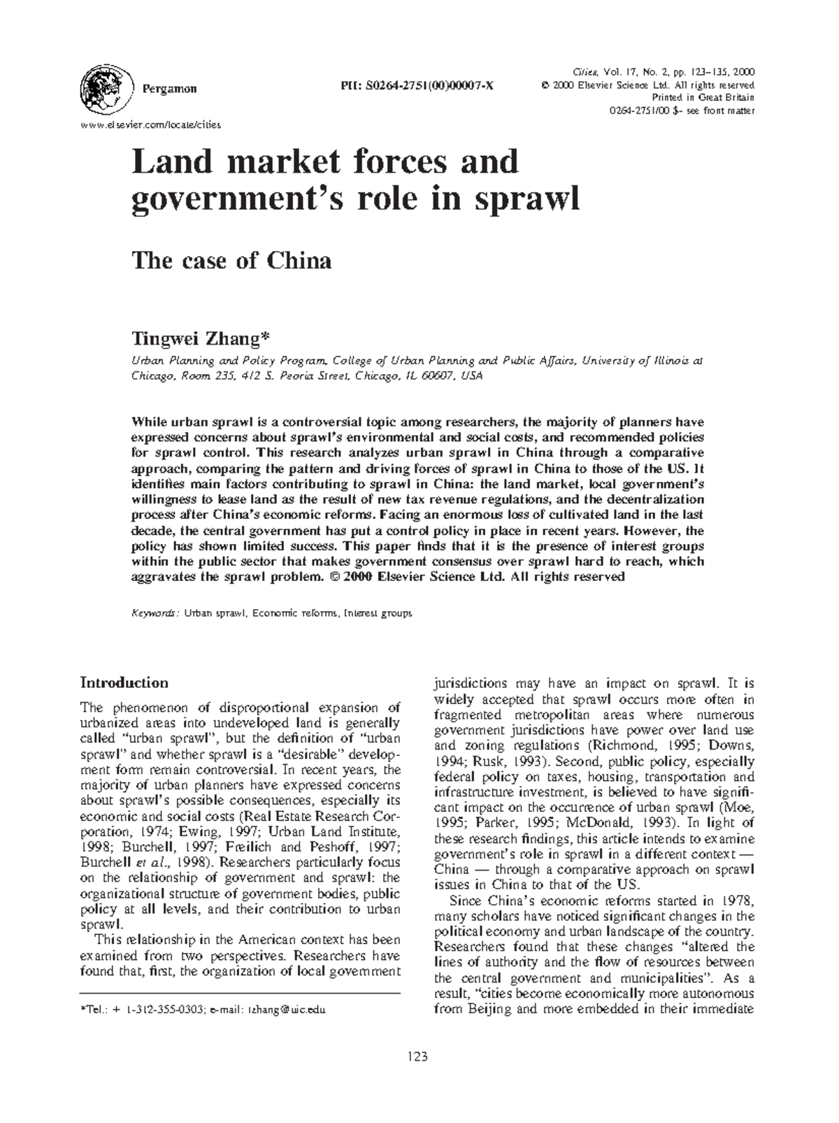 China - Sd đất - Cities, Vol. 17, No. 2, pp. 123–135, 2000 Pergamon ...