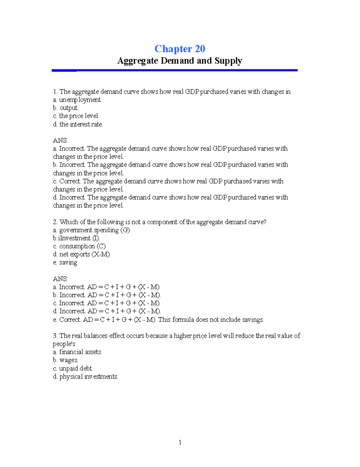 why it works and how it works - Chapter 20 Aggregate Demand and Supply ...