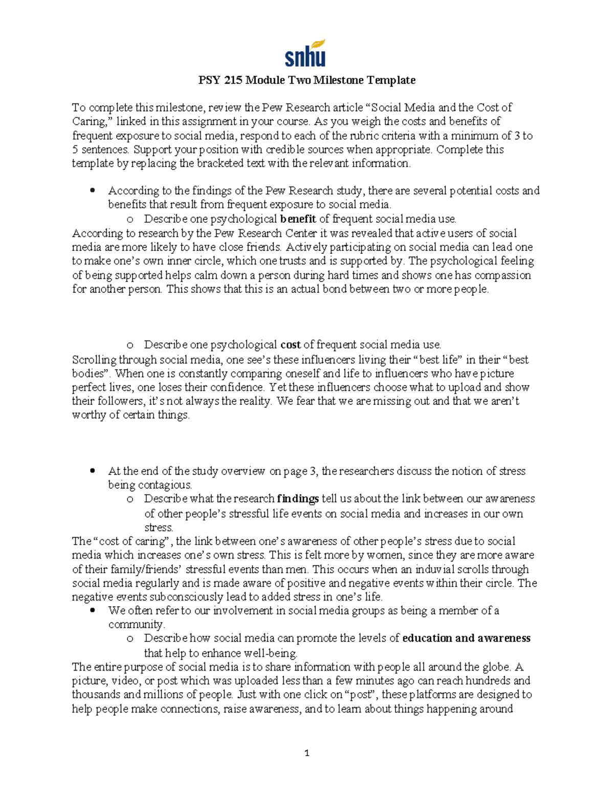 PSY 215 Module Two Milestone Template - As you weigh the costs and benefits of frequent exposure ...