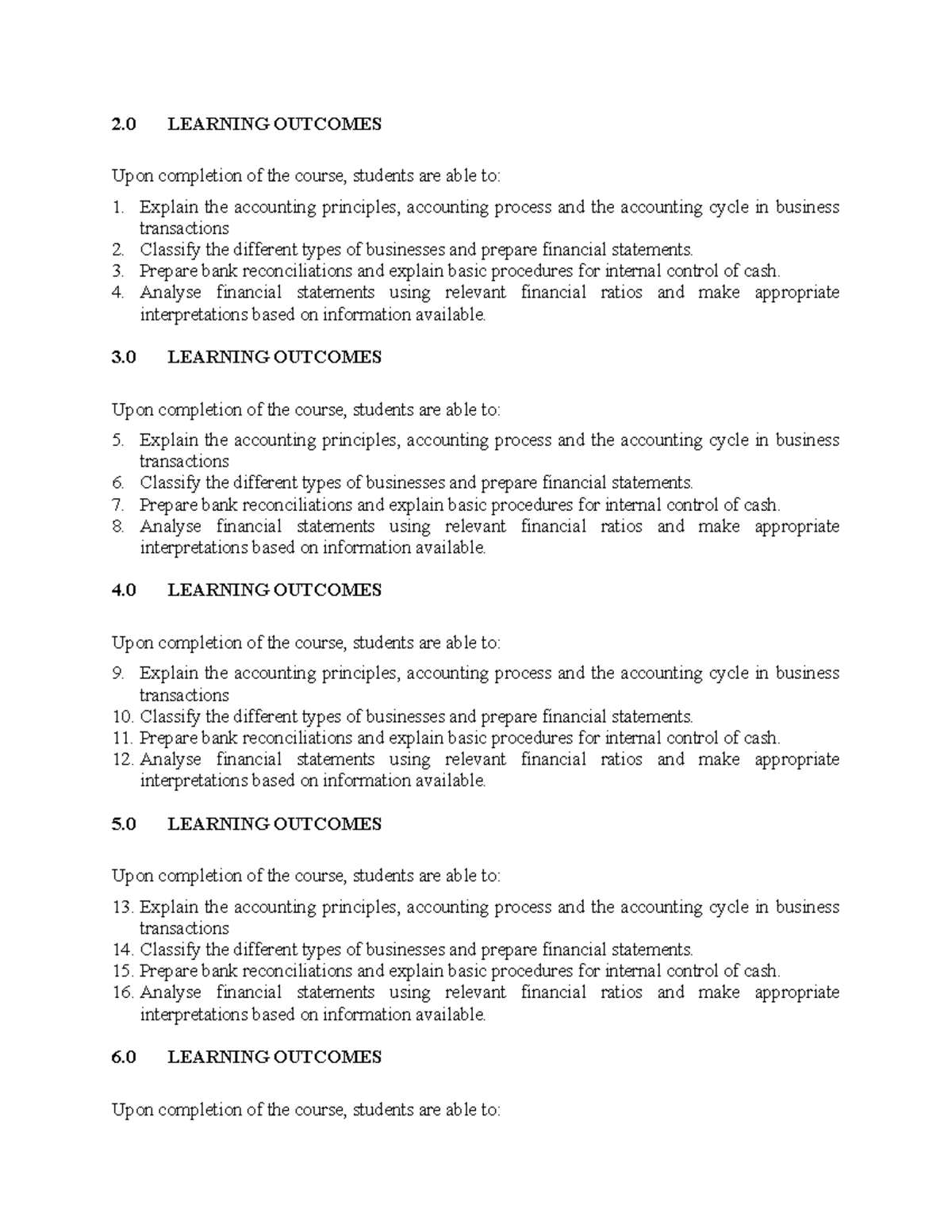 Learning Outcomes - asssssssssssssss - 2 LEARNING OUTCOMES Upon ...