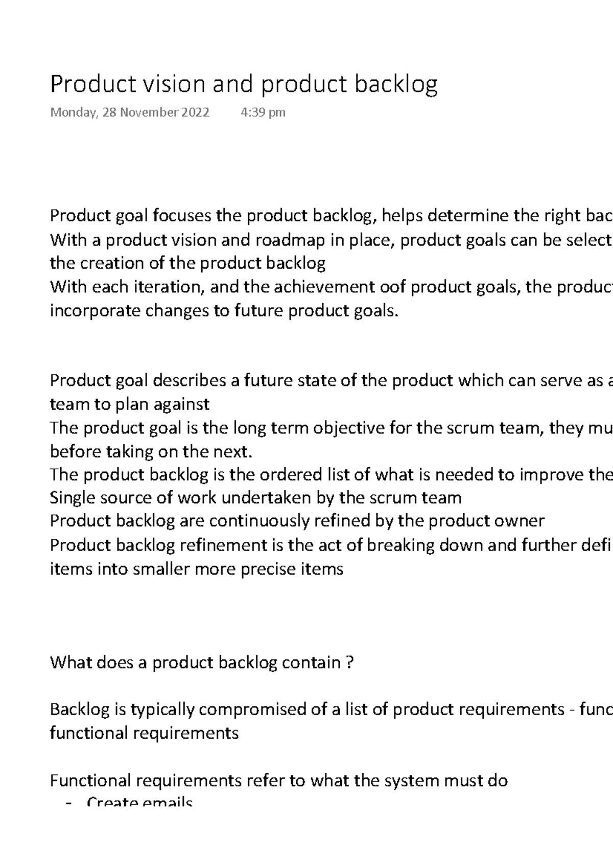 Product Vision and Product Backlog - Studocu