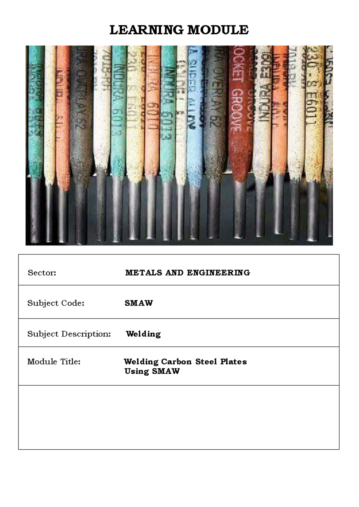 Ilide - WELDING IS TOO HARD - LEARNING MODULE Sector: METALS AND ...
