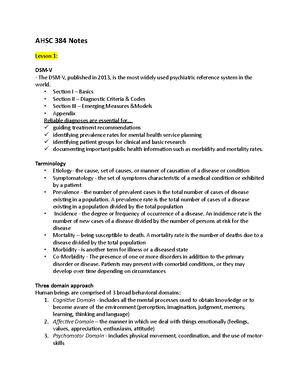 384 notes - Darla Fortune. All lectures - Cognitive disabilities DSM ...