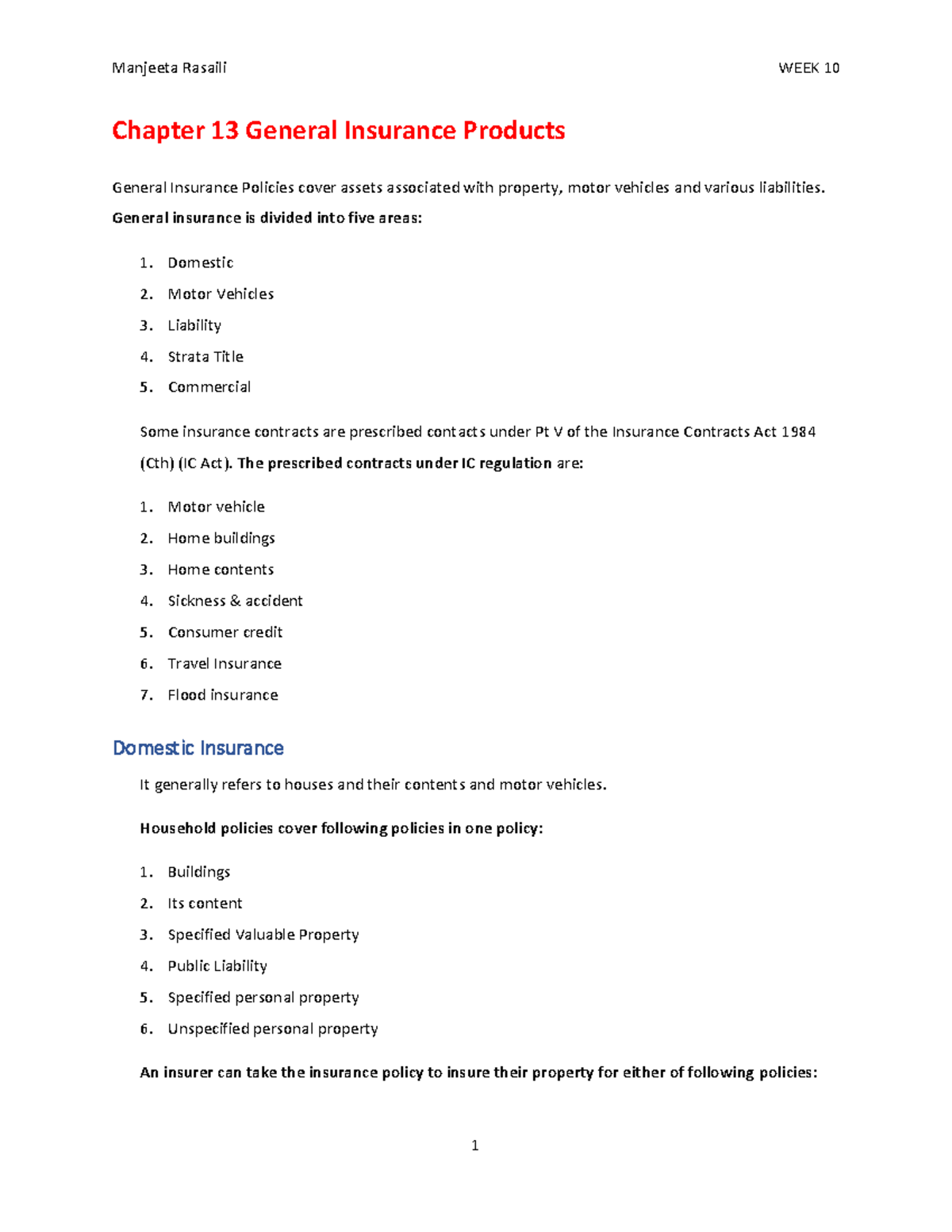 General Insurance Products - Chapter 13 General Insurance Products ...