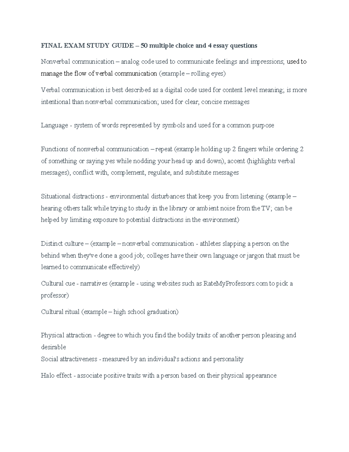 Final+exam - Review for infectious diseases. - FINAL EXAM STUDY GUIDE – 50 multiple choice and 4 ...