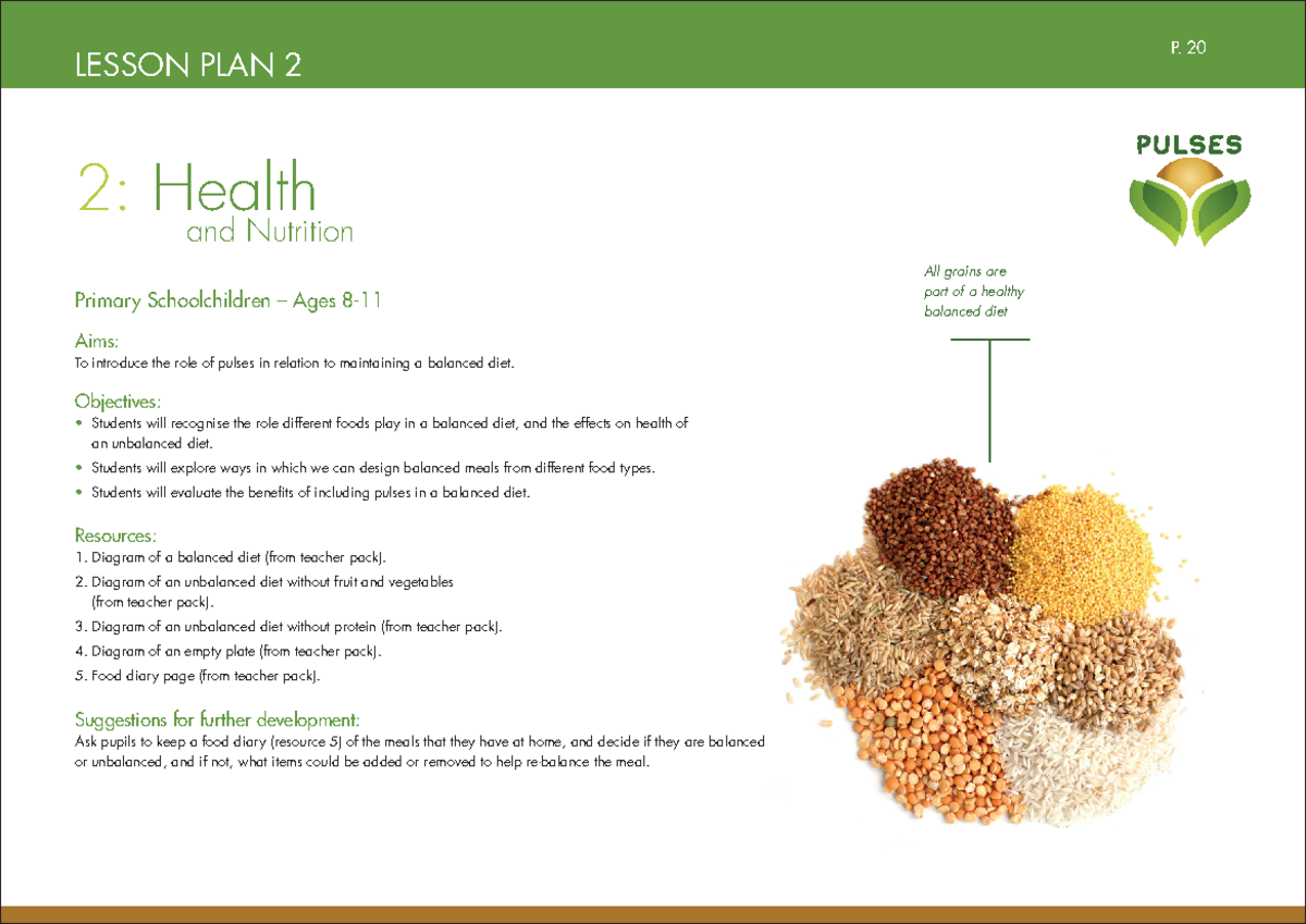 Pulses Lesson Plan 2 - Mmmm - LESSON PLAN 2 2: Health and Nutrition ...