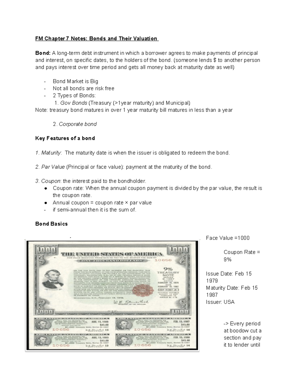 FM Chapter 7 Notes - Professor: Zhou (Fundamentals of Corporate Finance ...