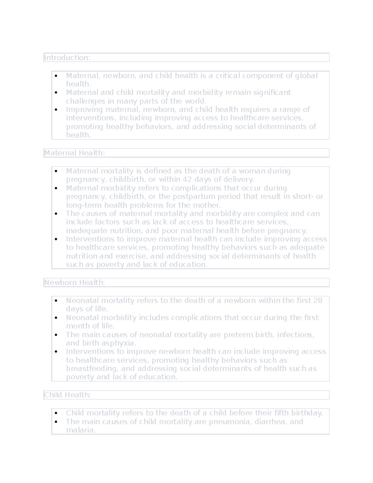 Eight - summary of chapter 8 - Global Health 101 - Introduction ...