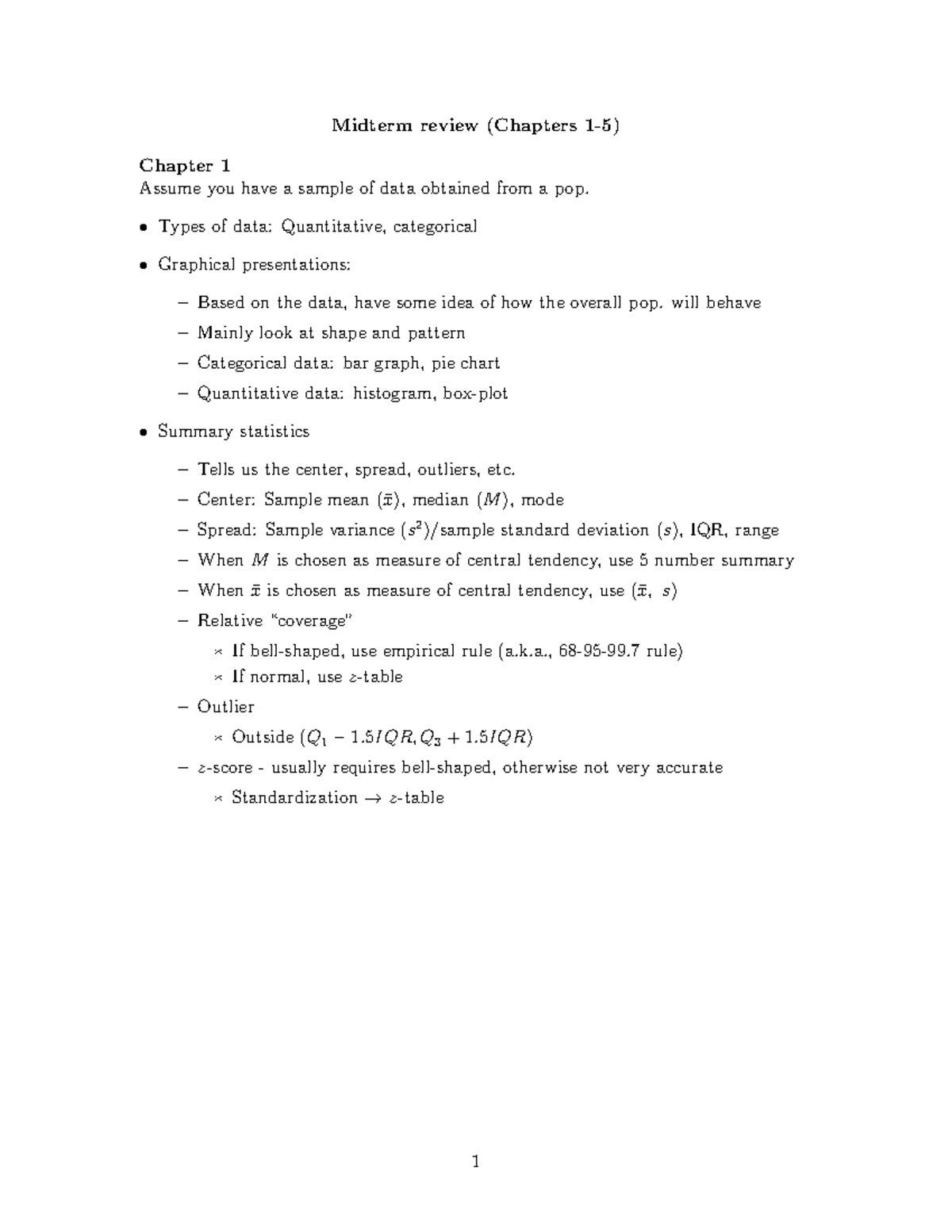 Midterm review - I have an exam tomorrow and I just wanted to see how ...