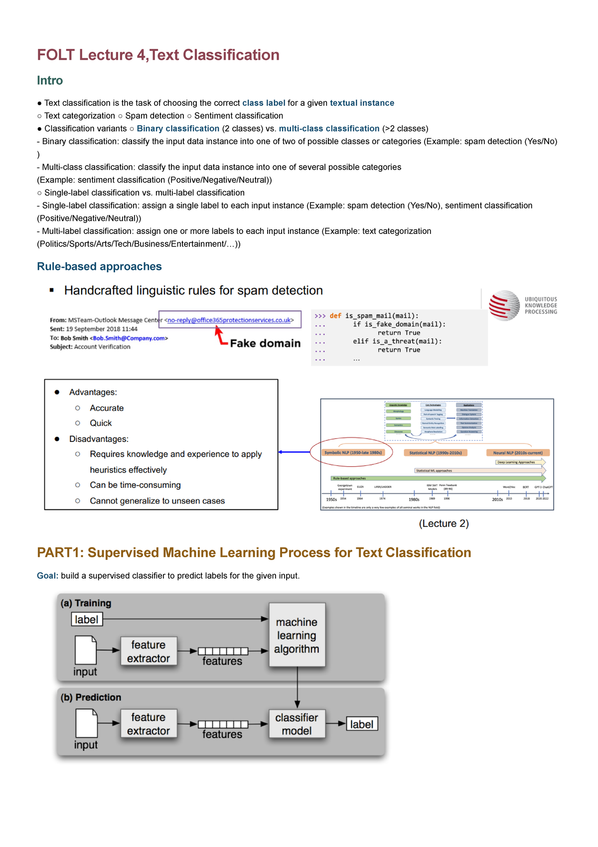 FOLT Lecture 4,Text Classification - FOLT Lecture 4,Text Classification Intro Text ...
