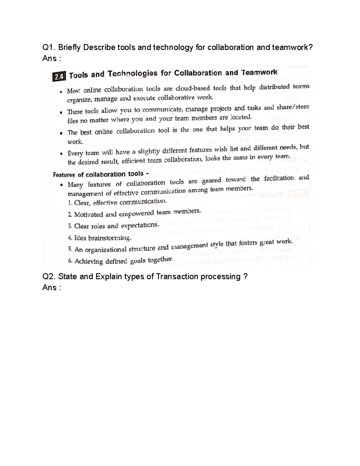 MIS unit II QB solution - Unit 2 question bank - Q1. Briefly Describe ...