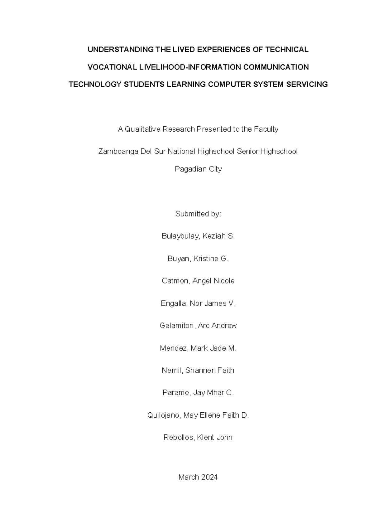 Understanding THE Lived Experiences OF Technical Vocational Livelihood ...