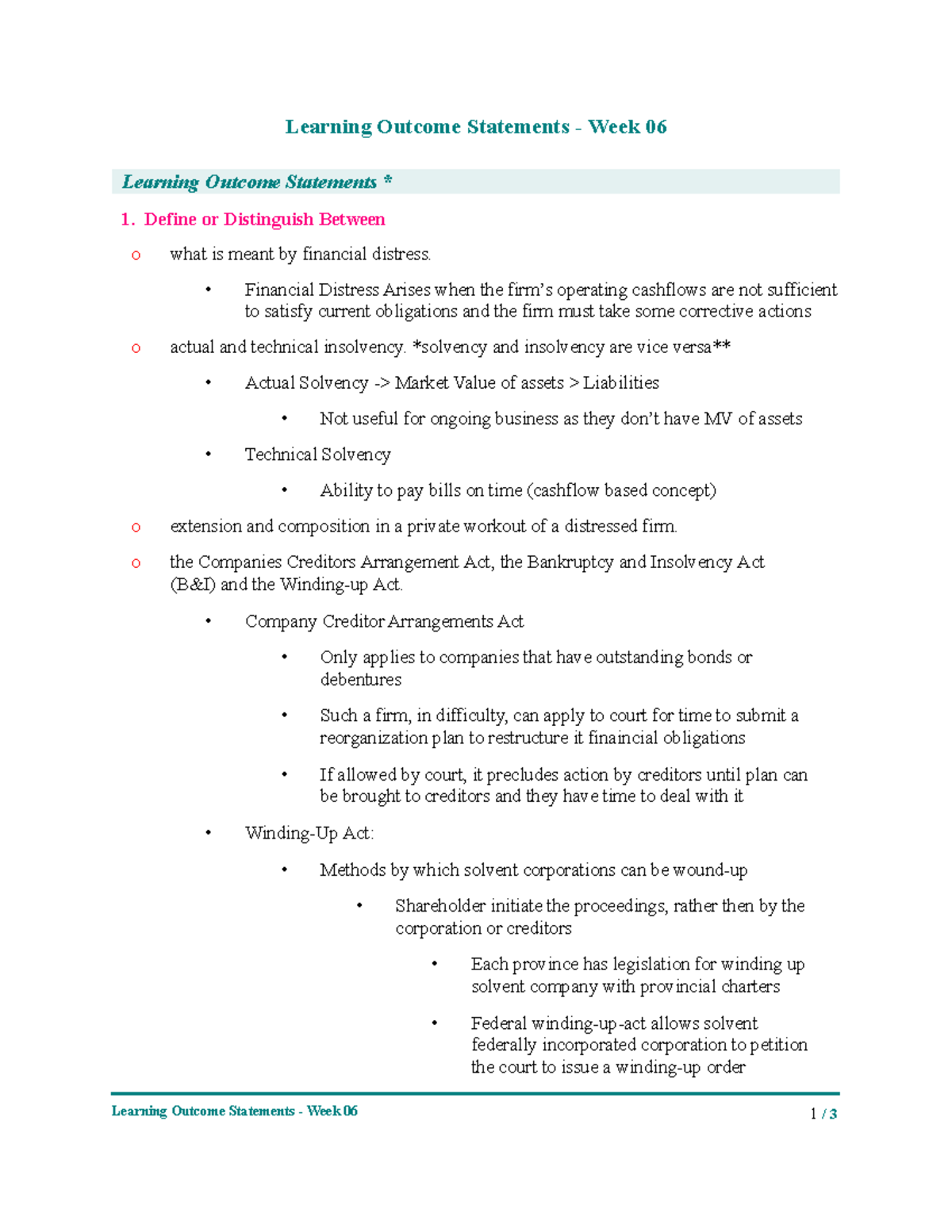 LOS Week 06 - Learning Outcomes from lectures - Learning Outcome ...