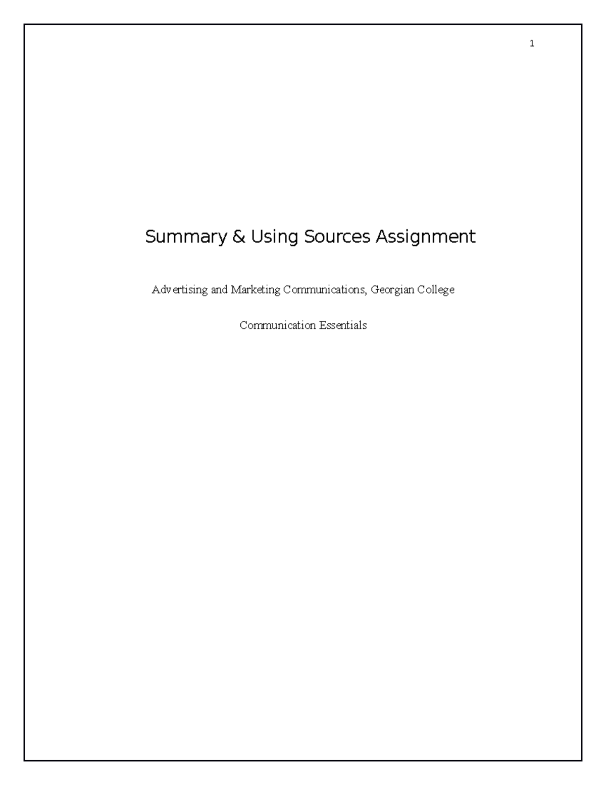 Summary and using sources assignment - Summary & Using Sources ...