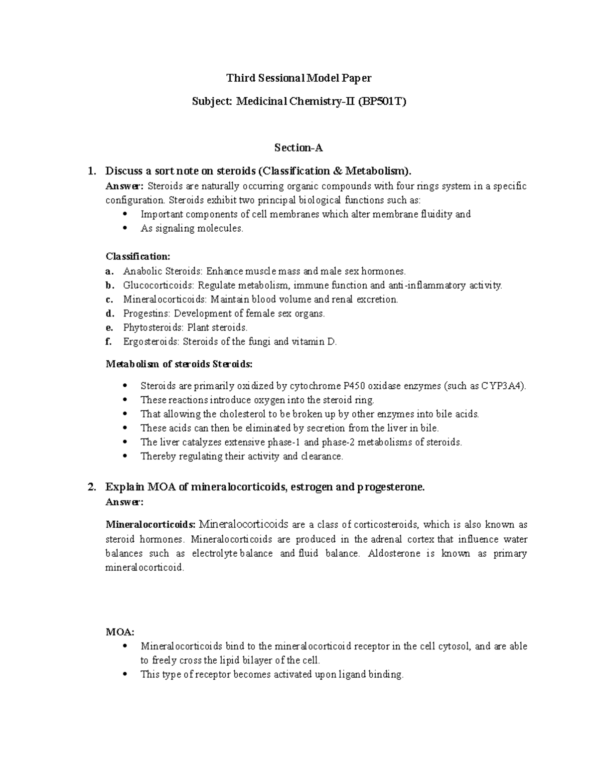 Sessional-2 - Jjk - Third Sessional Model Paper Subject: Medicinal ...
