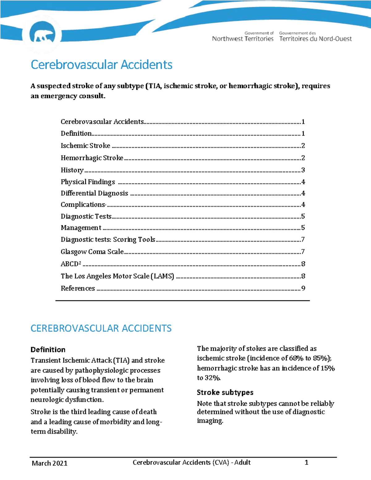 Cpgpccn central nervous system adult cerebrovascular accident - 1 ...