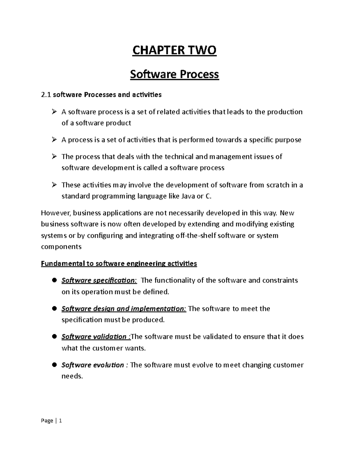 Chapter 2 - this is the shortest material for software engineering ...
