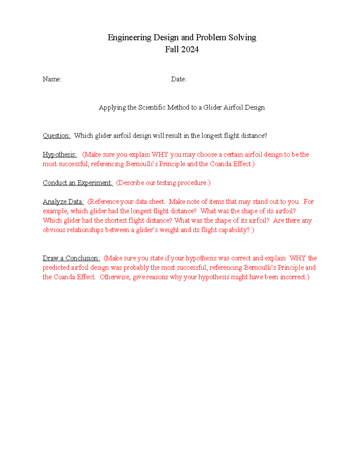 Scientific Method Airfoil Design - Engineering Design and Problem ...