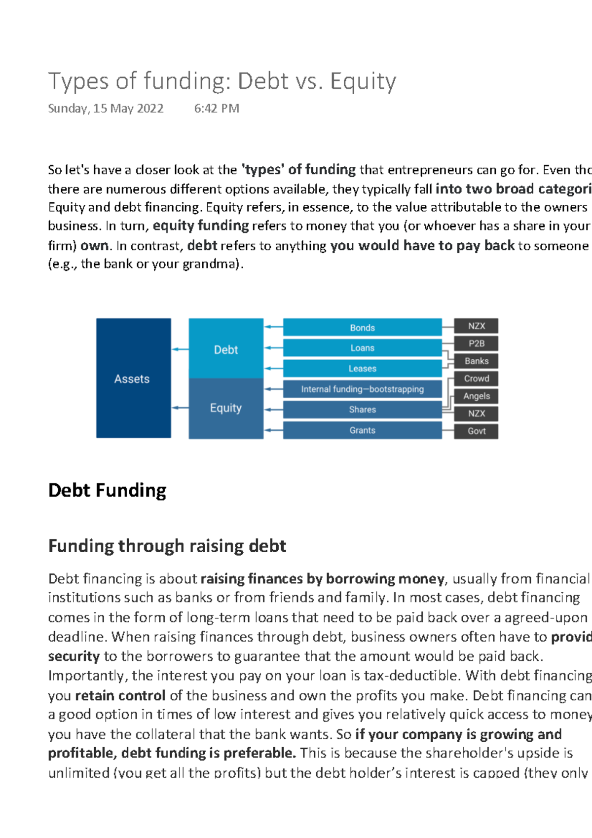 Types of funding Debt vs. Equity - So let's have a closer look at the ...
