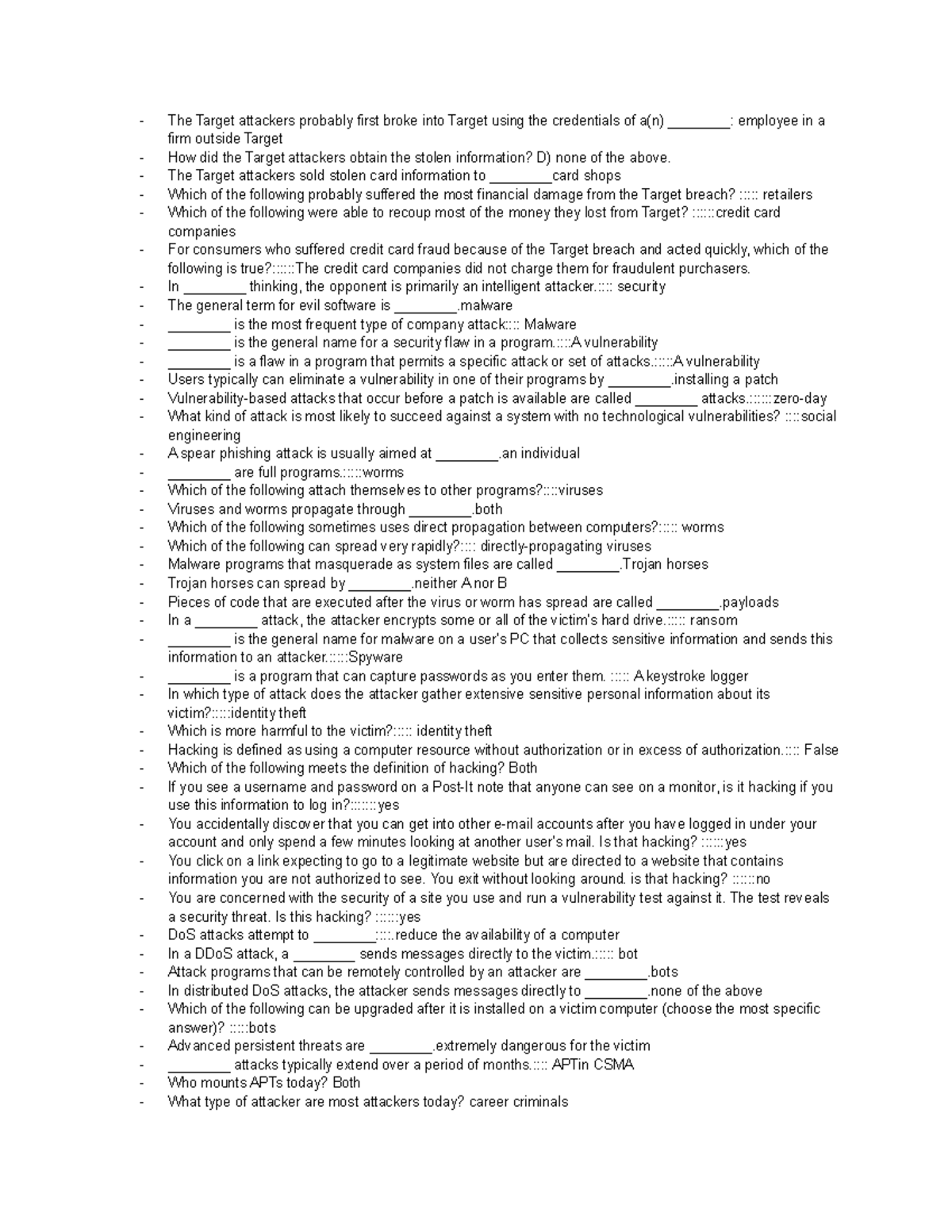 Exam#2 111 - Exam#2 111 - The Target attackers probably first broke into Target using the - Studocu
