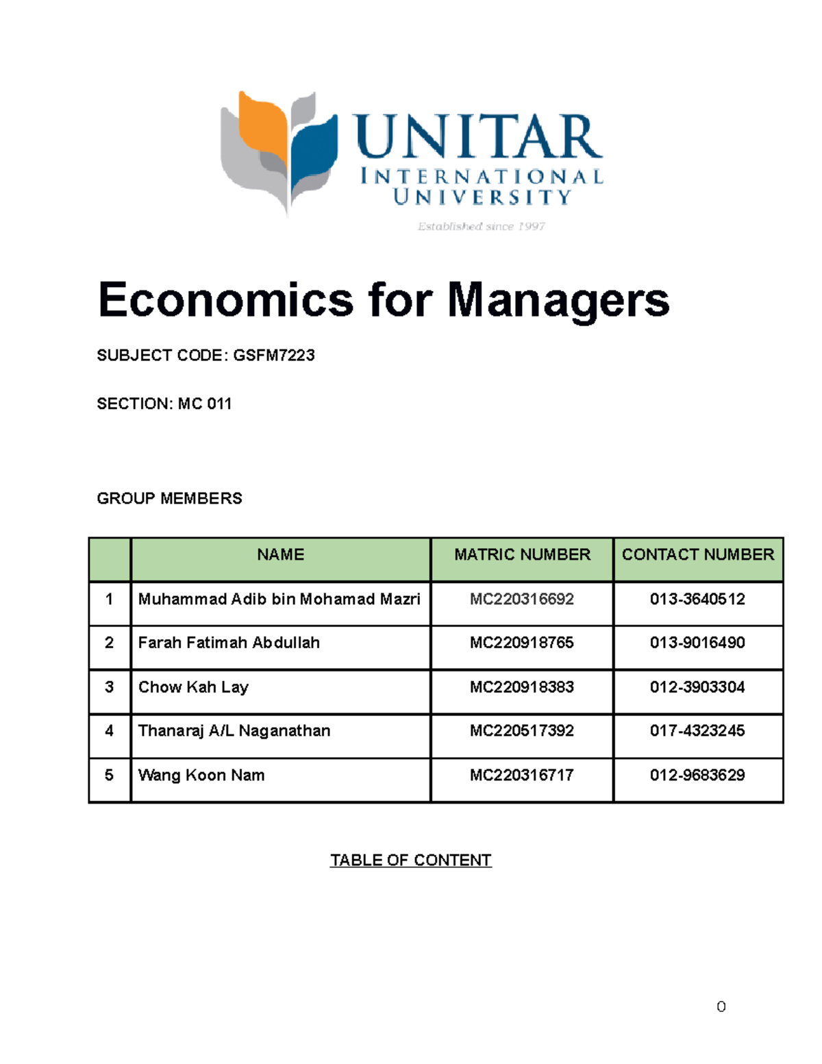 WORK Based Assignment - Economics for Managers SUBJECT CODE: GSFM ...