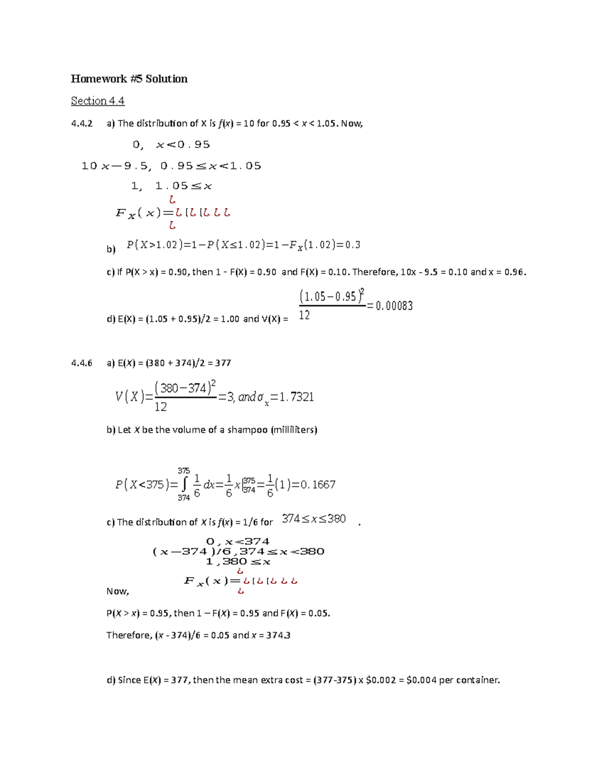 Homework#5 Solution - Homework #5 Solution Section 4. 4.4 a) The ...