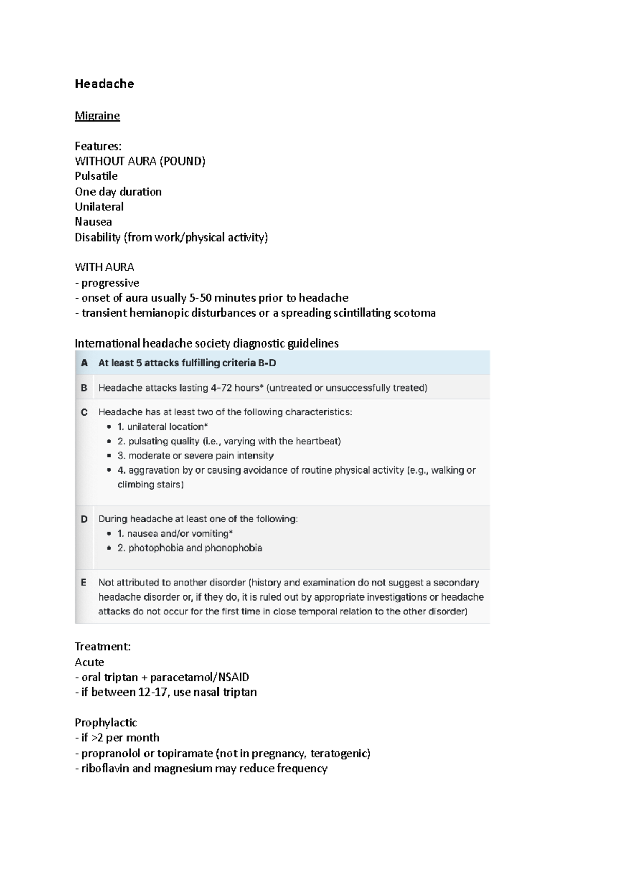 Headache - Headache Migraine Features: WITHOUT AURA (POUND) Pulsatile ...