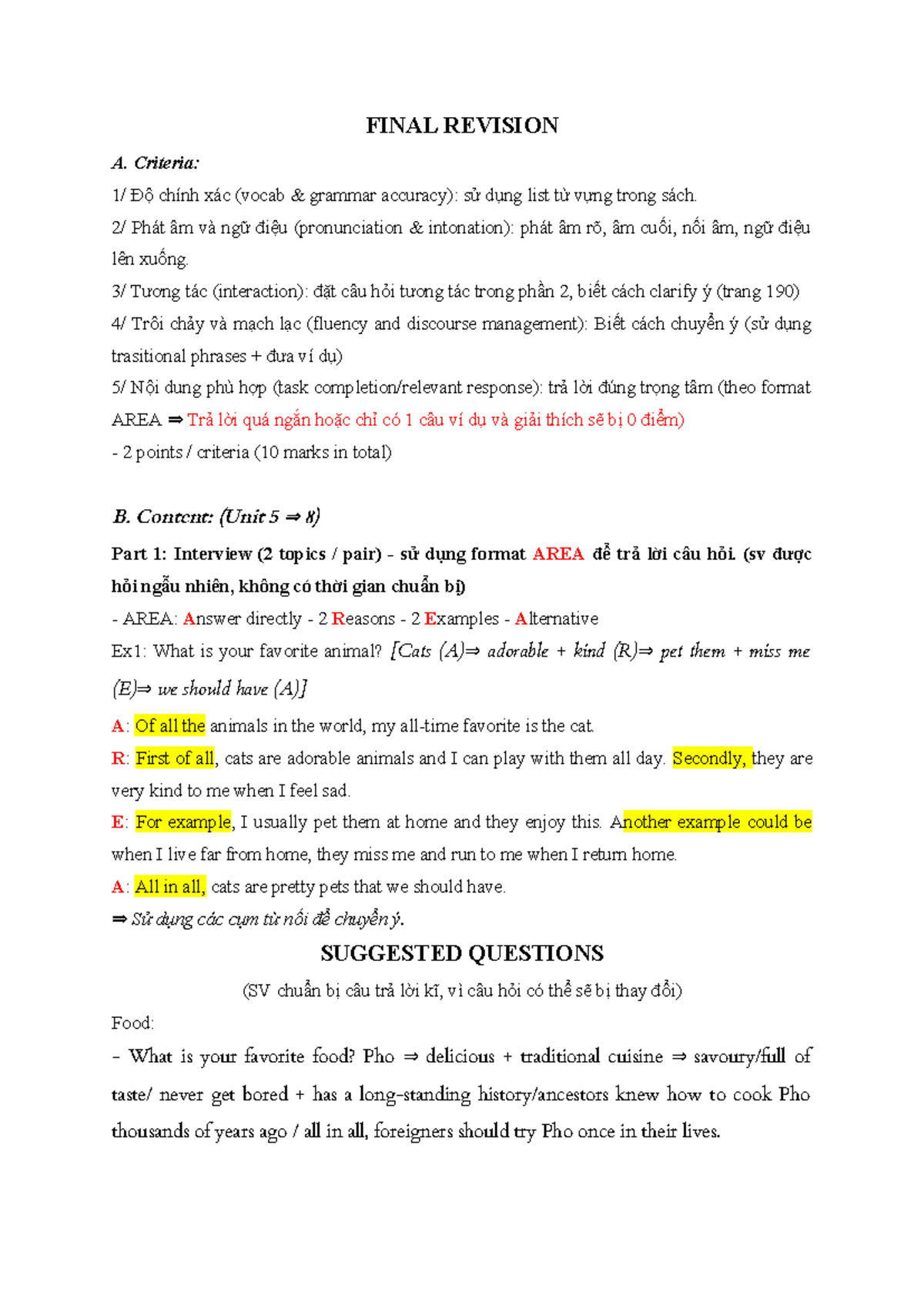 LS2 - Final revision - FINAL REVISION A. Criteria: 1/ Độ chính xác ...