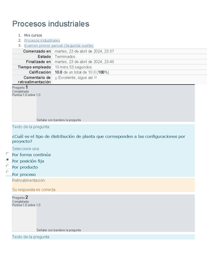 Procesos industriales examen sem 3 y 4 - Procesos industriales 1. Mis ...