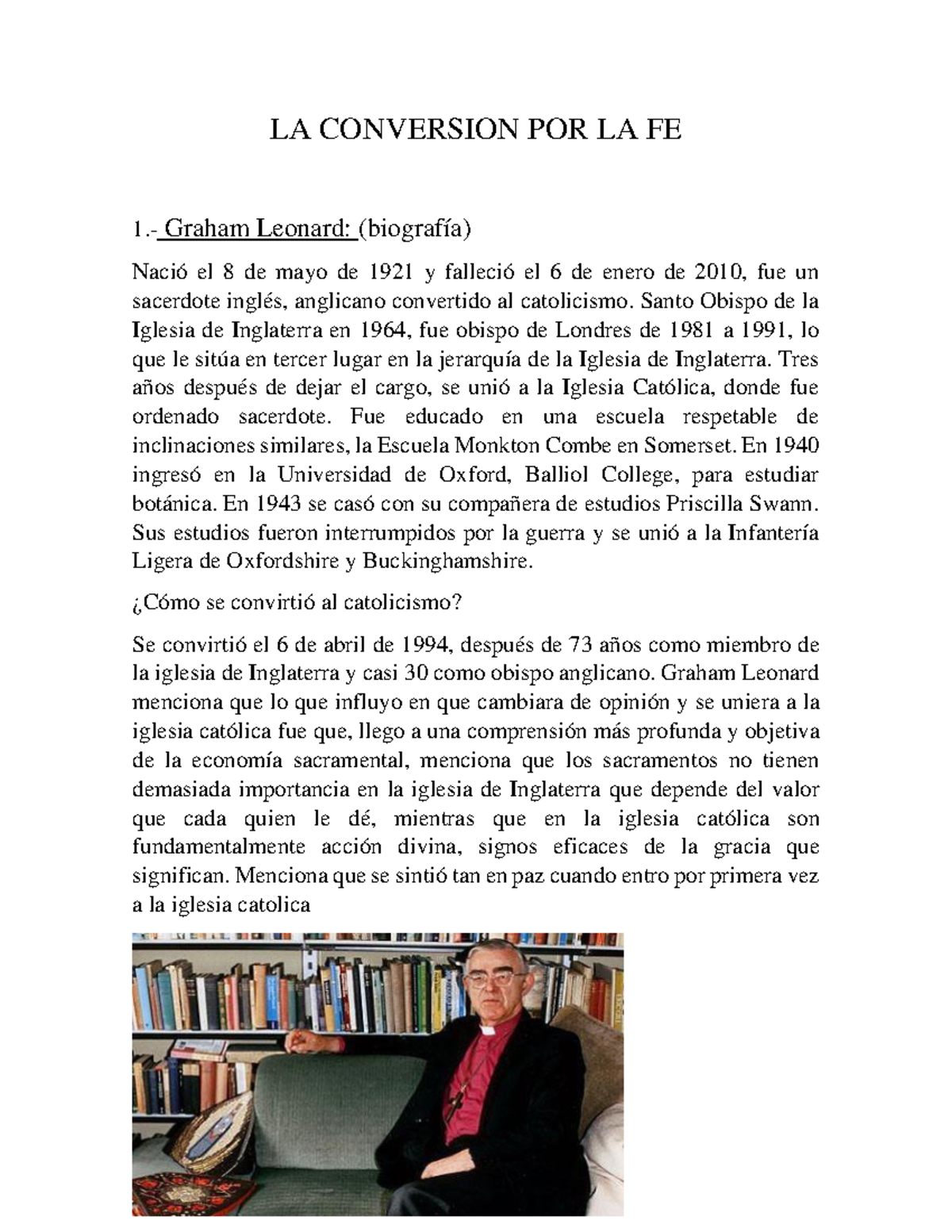 LA Conversion POR LA FE - Tarea1 - LA CONVERSION POR LA FE 1.- Graham ...