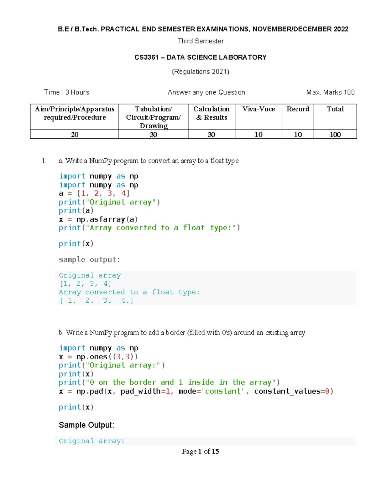 CS3361 SET2 - nice - B / B. PRACTICAL END SEMESTER EXAMINATIONS ...