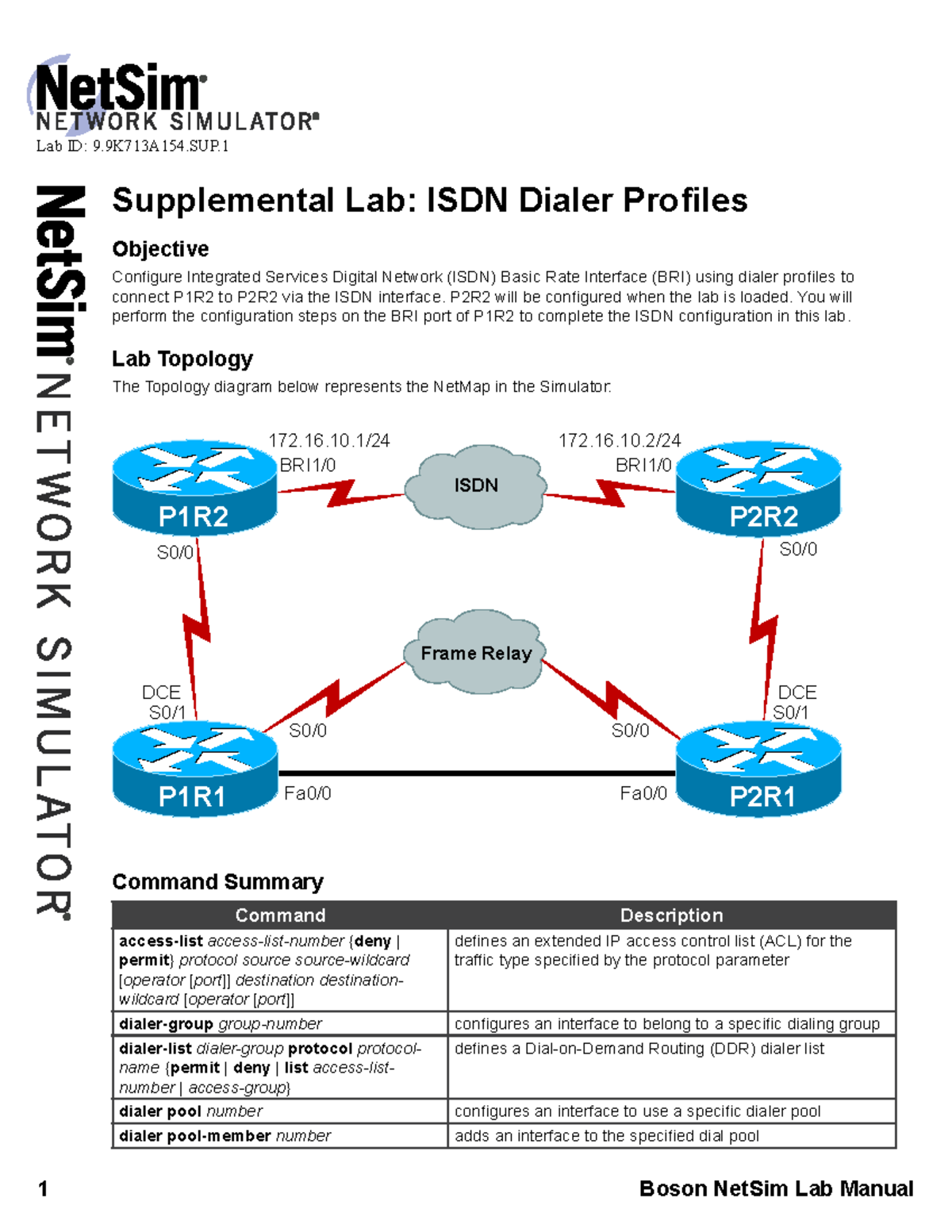 Supplemental Lab- ISDN Dialer Profiles - Supplemental Lab: ISDN Dialer ProÞles Objective ...