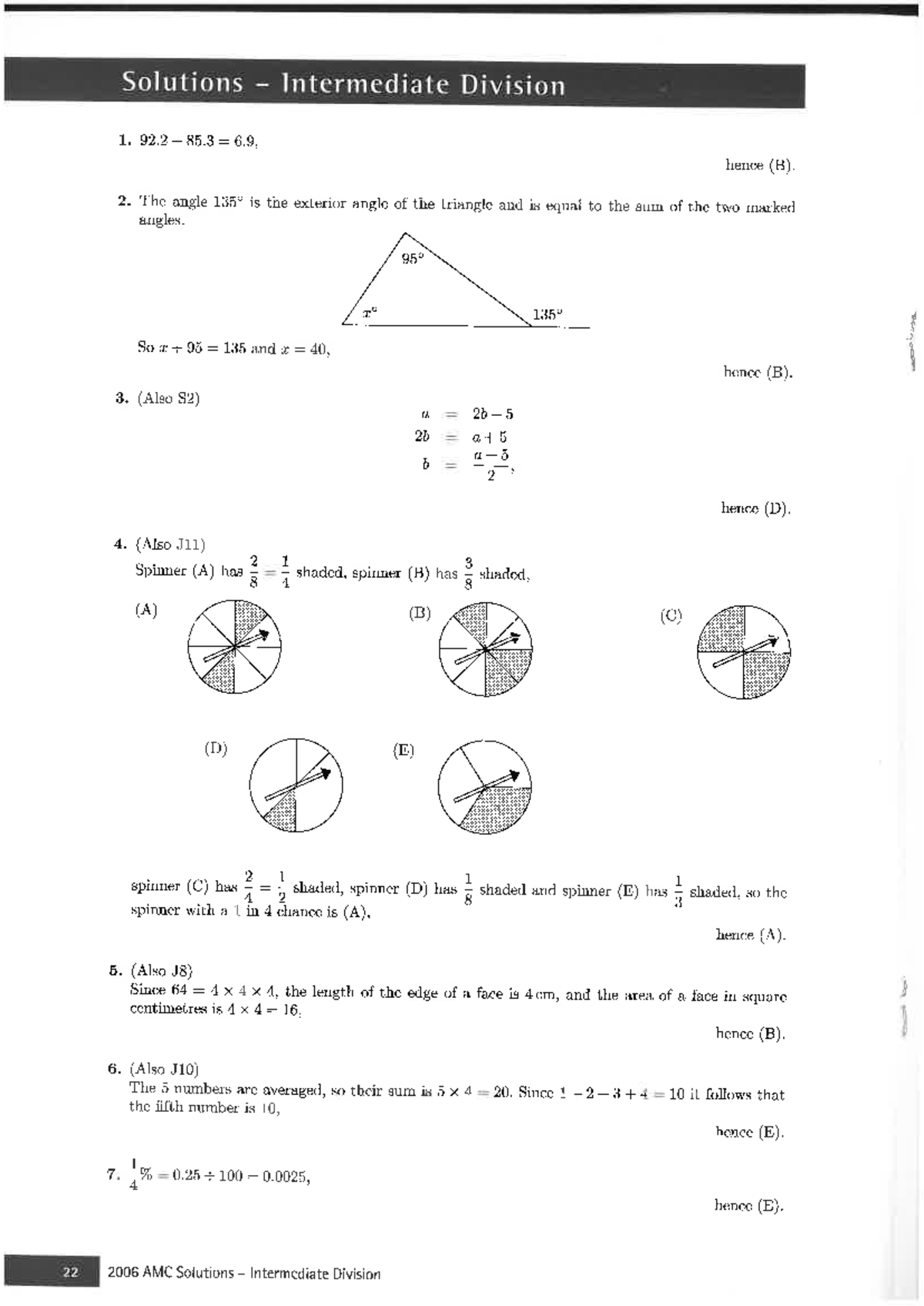 2006 Intermediate AMC Solutions - Solutions Intermediate Division 1. 6 ...