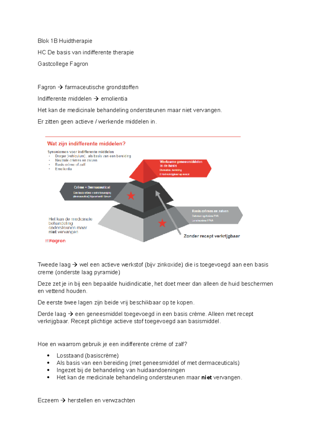 HC basis van indifferente therapie Fagron - Blok 1B Huidtherapie HC De ...