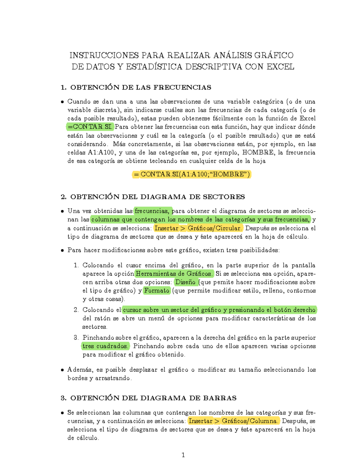 Excelinstrucciones - instrucciones para excel - INSTRUCCIONES PARA ...