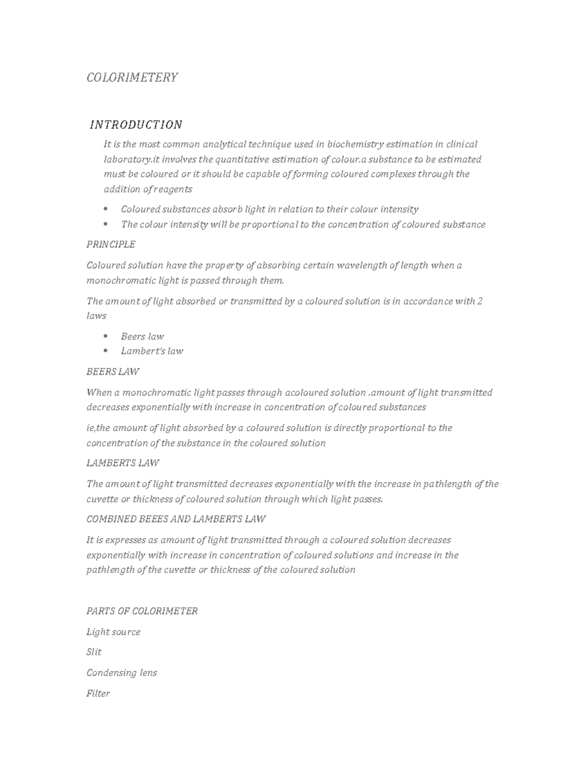 Colorimetry - Biochemistry practical COLORIMETER technique with full ...