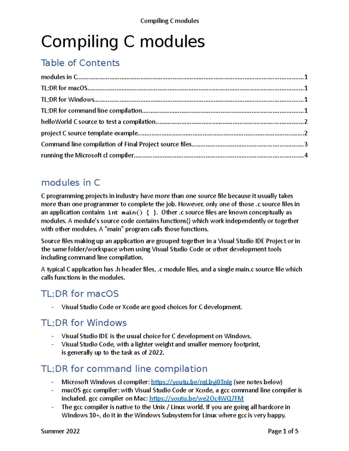 Compiling modules - Compiling C modules Table of Contents modules in ...
