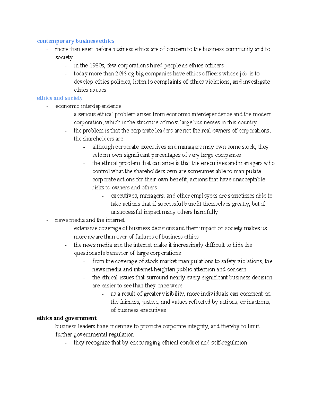 Bus. law ch. 2 - mcgraw hill notes - contemporary business ethics ...