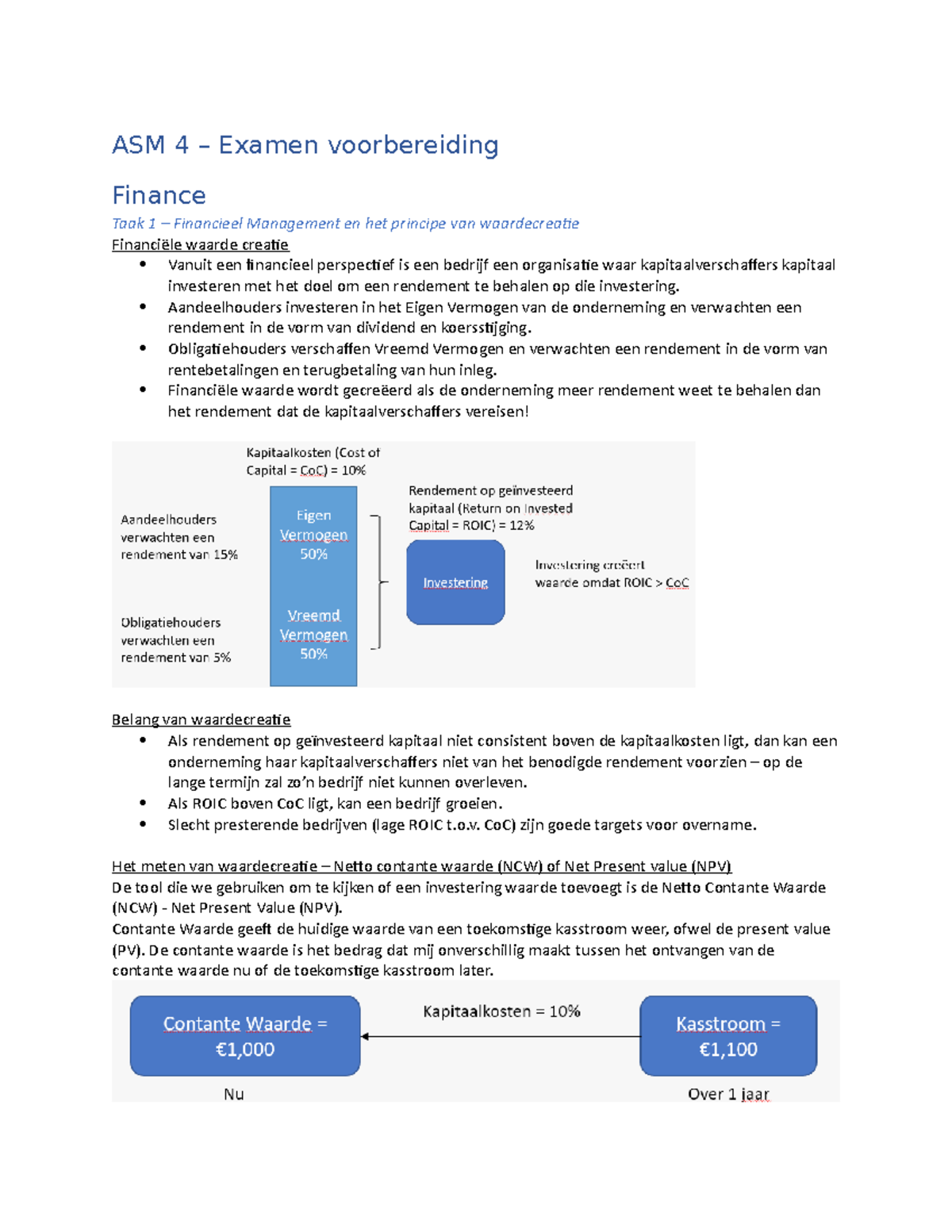 Tentamenvoorbereiding - ASM 4 – Examen voorbereiding Finance Taak 1 ...