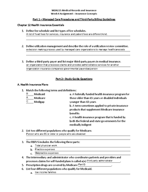 Week 5 Assignment Worksheet - MOA115 Medical Records and Insurance Week ...