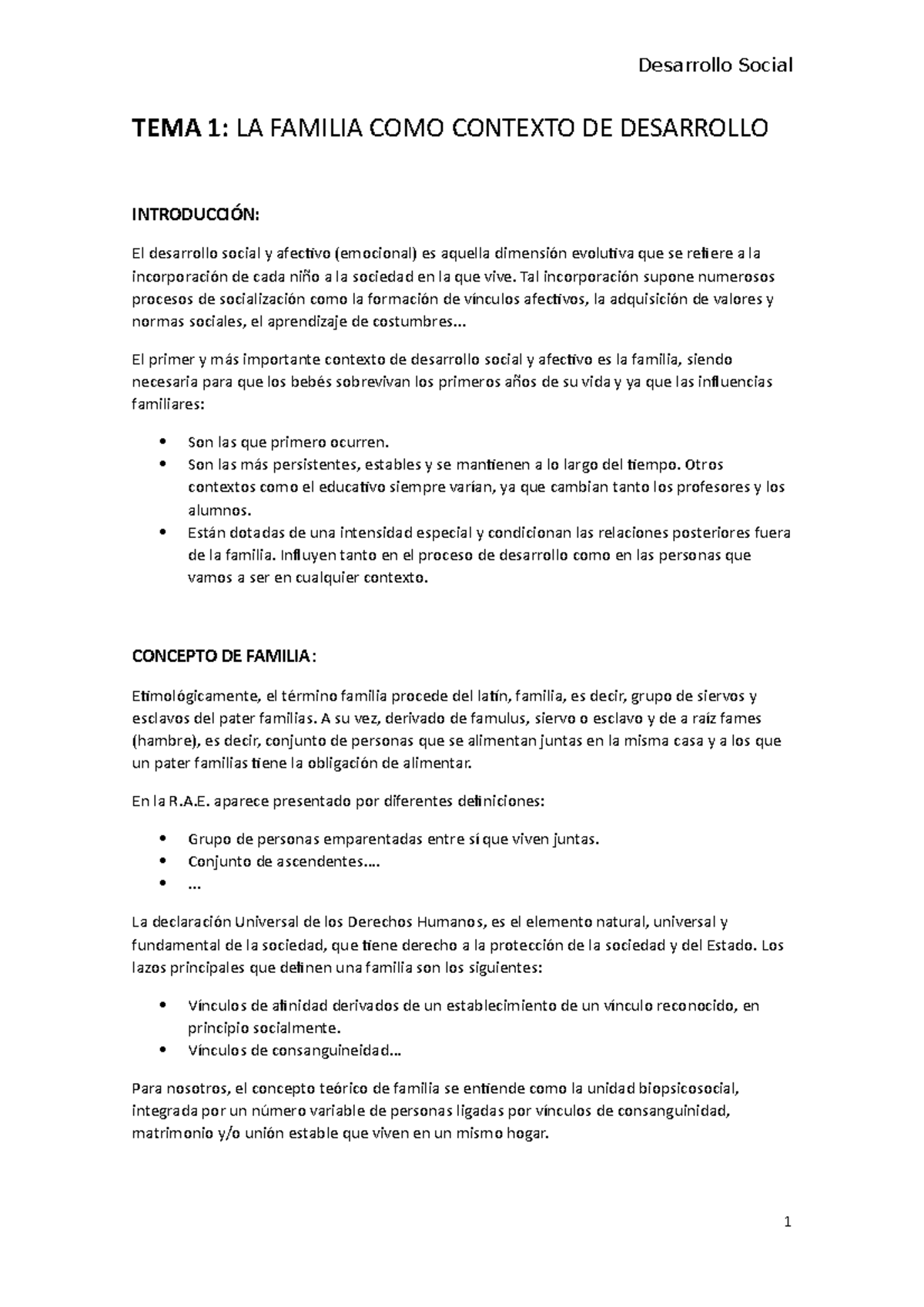 TEMA 1. La familia como contexto de desarrollo - Desarrollo Social TEMA 1: LA FAMILIA COMO ...