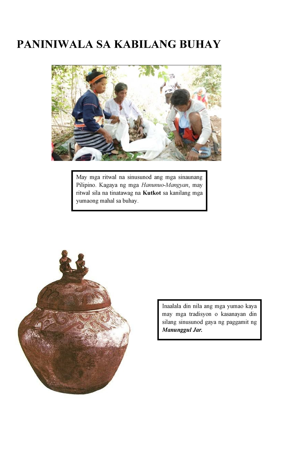 Paniniwala SA Kabilang Buhay - PANINIWALA SA KABILANG BUHAY May mga ...