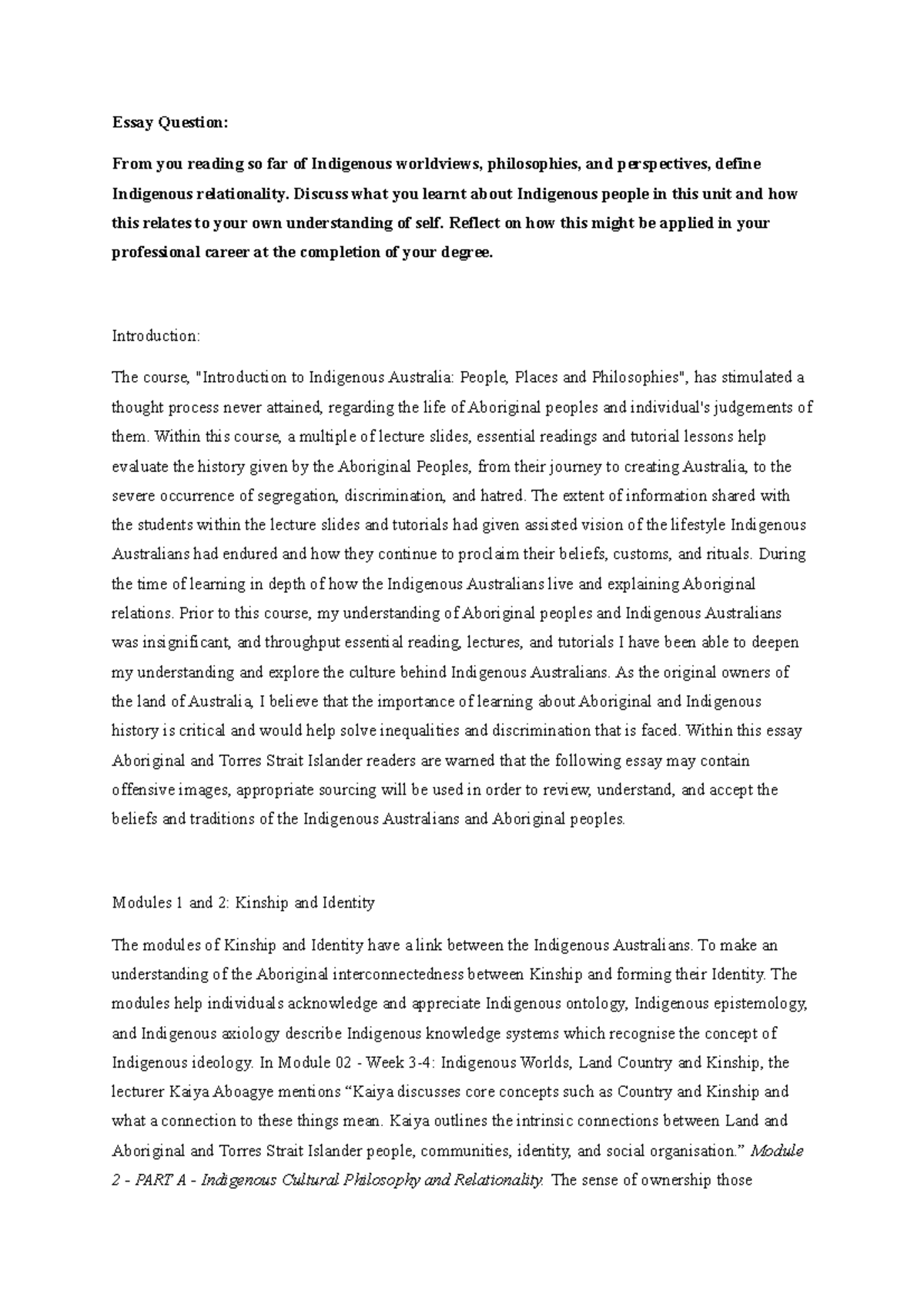 Indigenous worldviews, philosophies, and perspectives, define ...