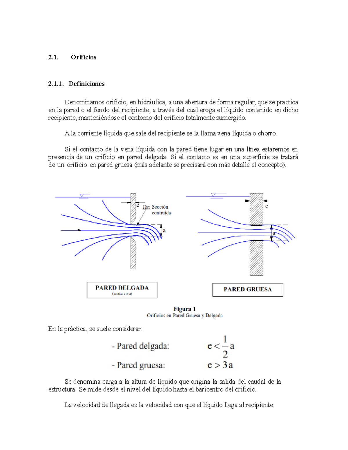 Marco teorico de orificios y vertederos ucv - 2. Orificios 2.1 ...