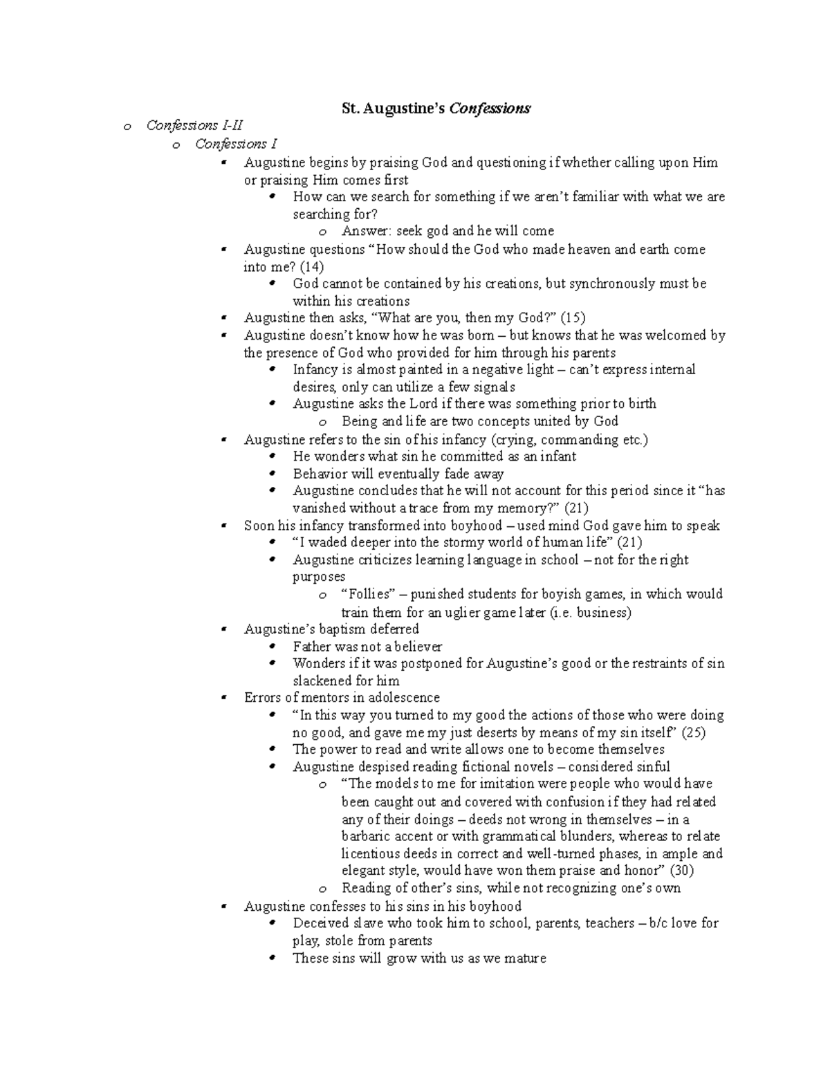 Unit 4 - St. Augustine - St. Augustine’s Confessions o Confessions I-II ...