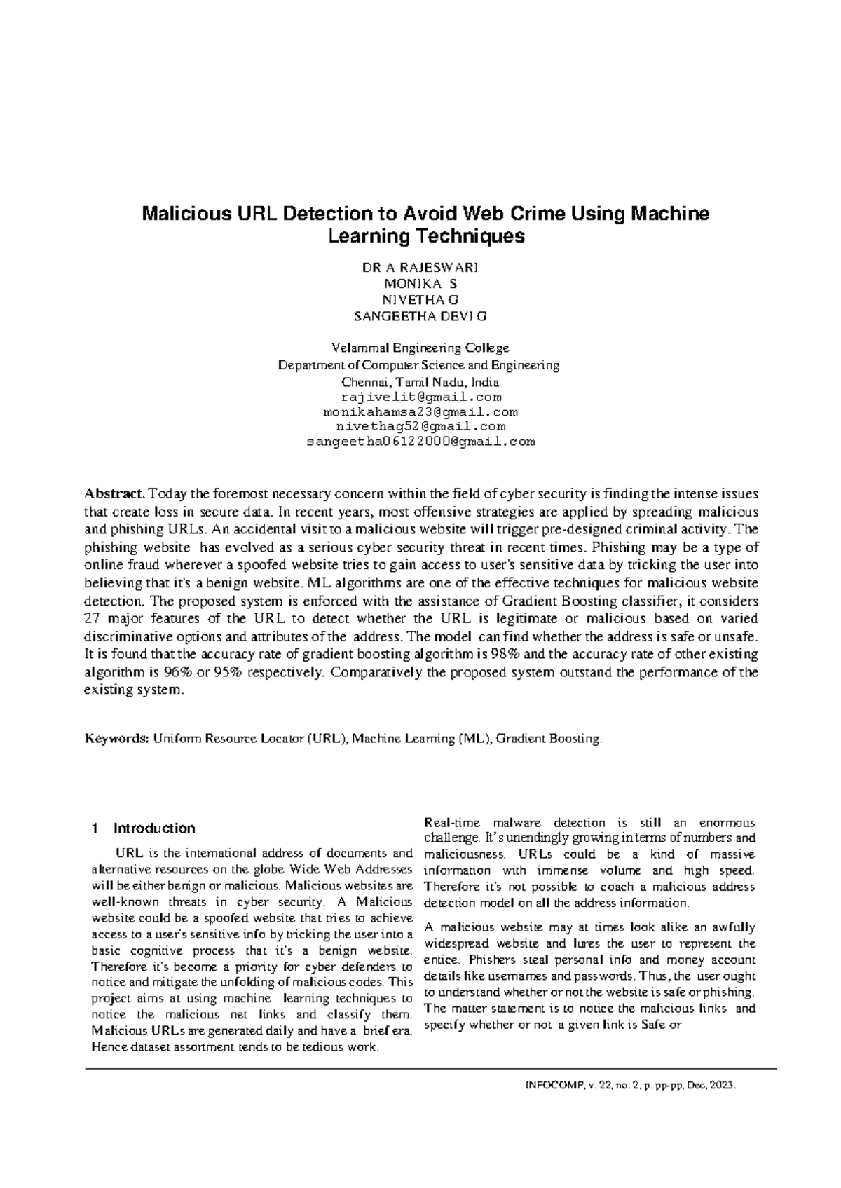Infocomp+journal+final-3 - Malicious URL Detection to Avoid Web Crime ...