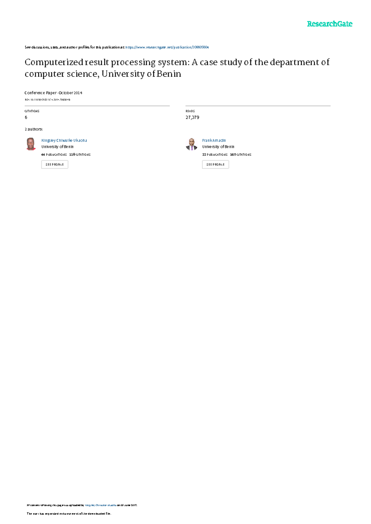 Computerized Result Processing System Paper - See discussions, stats ...